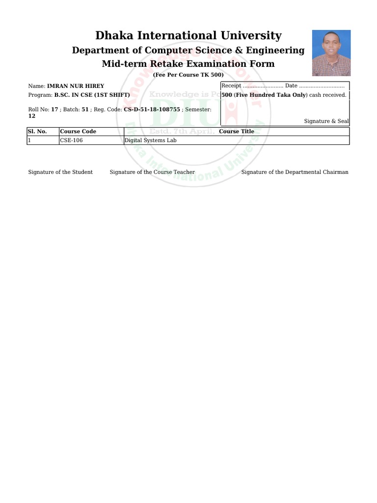 Retake Form | PDF | Computers