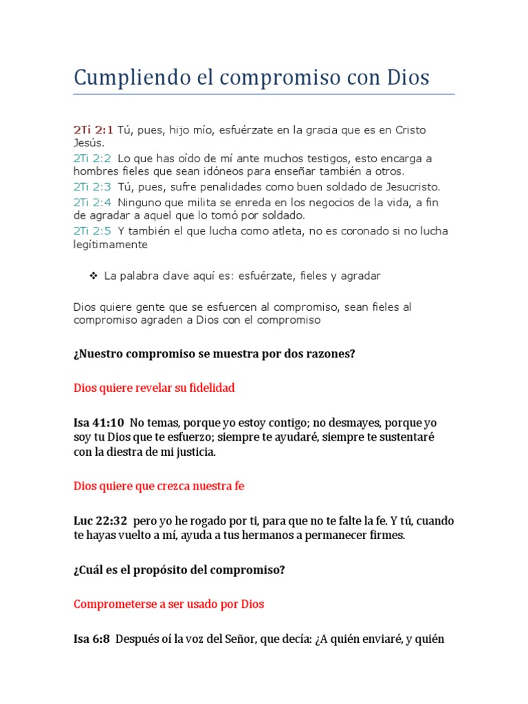 Cumpliendo El Compromiso Con Dios | PDF | Contenido del Nuevo ...