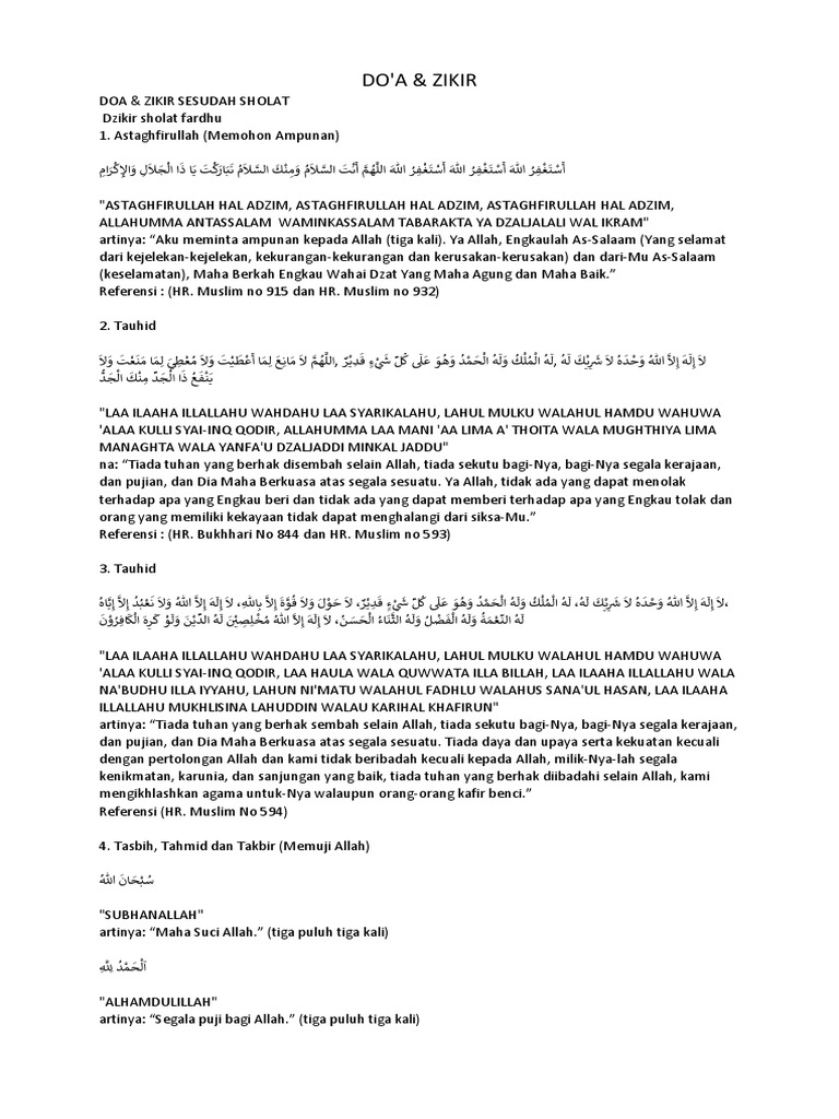 Doa Dan Zikir | PDF