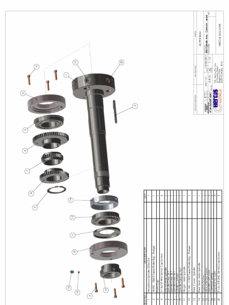 Main Spindle Assy - Camlock - Xplod 1 | PDF | Screw | Tools