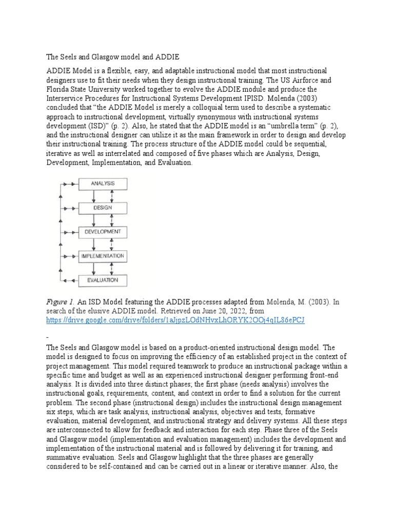 The Seels and Glasgow Model and Addie | PDF | Instructional Design ...
