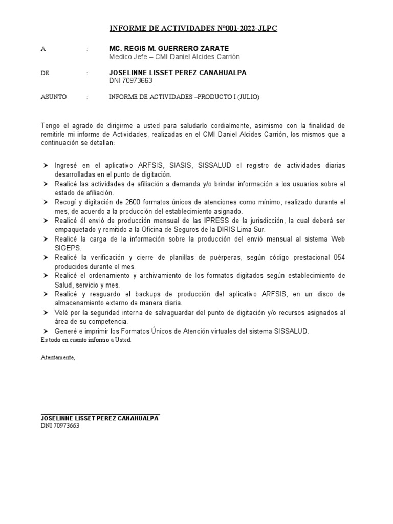 Informe de Actividades | PDF