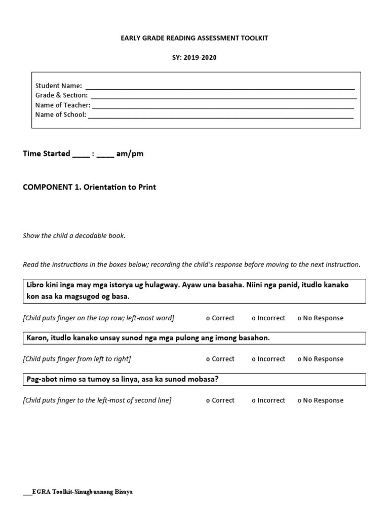 Egra Toolkit | PDF | Linguistics | Cognitive Science
