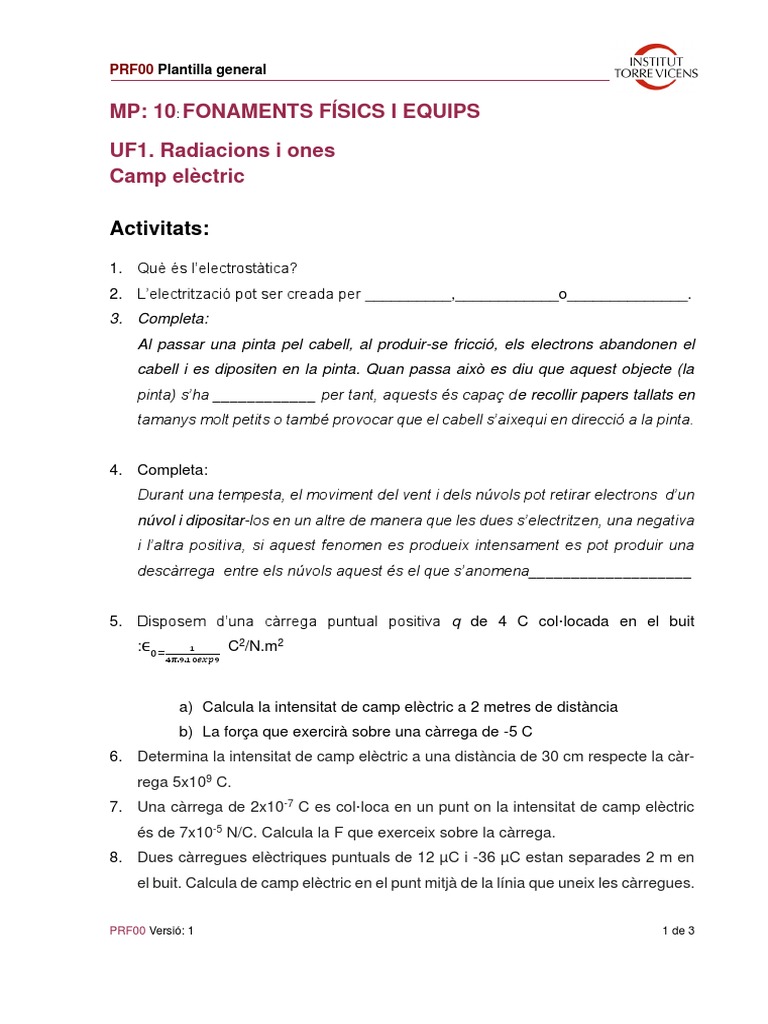 Activitats Camp Elèctric | PDF