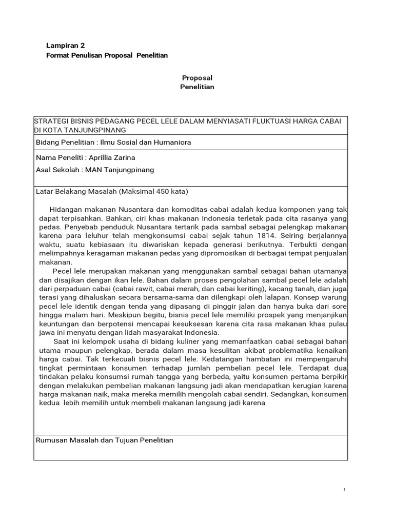 Format Penulisan Proposal Penelitian | PDF