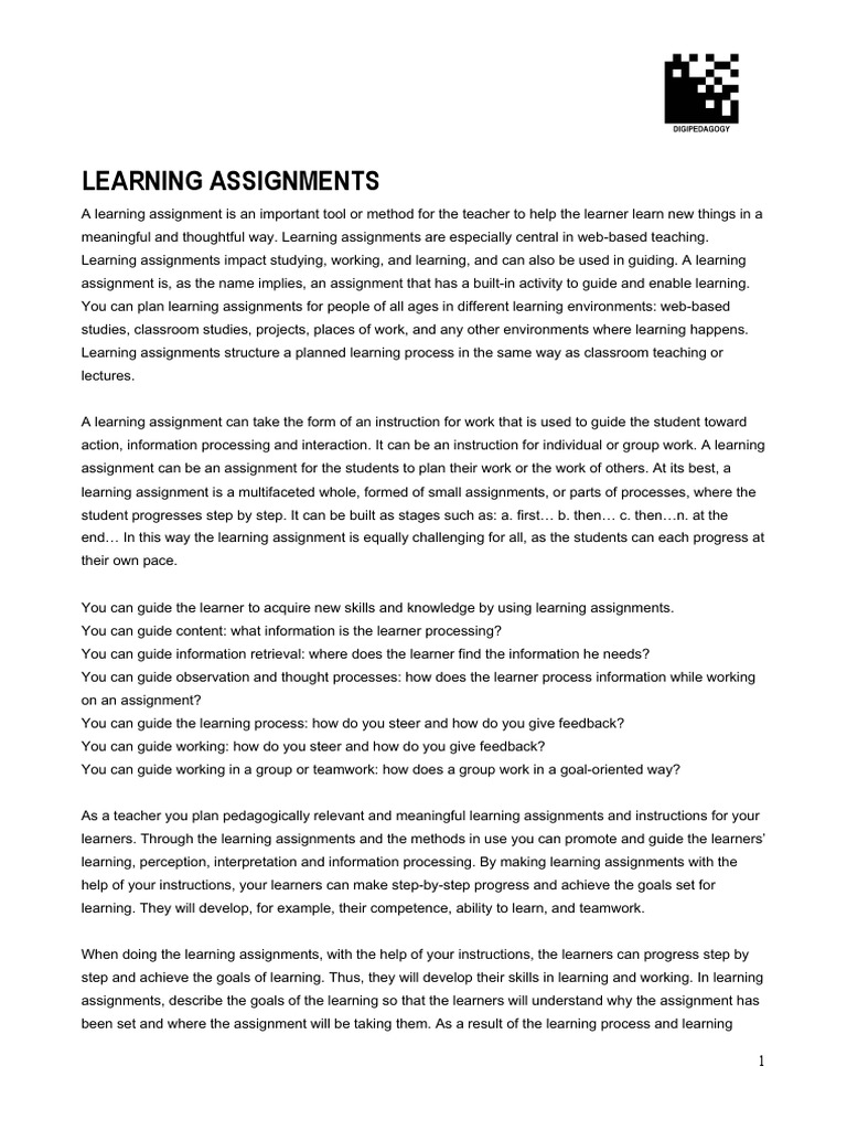 Learning Assignments | PDF | Learning | Teaching Method