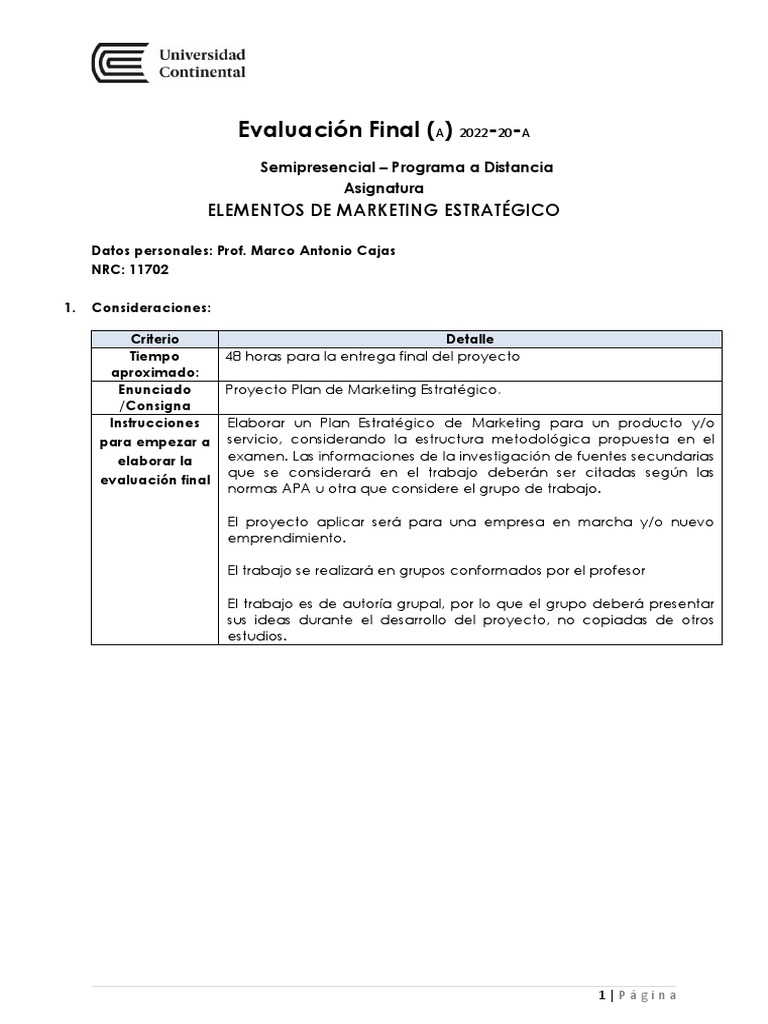 Examen Final Elementos Marketing | PDF | Marketing | Producto (Negocio)