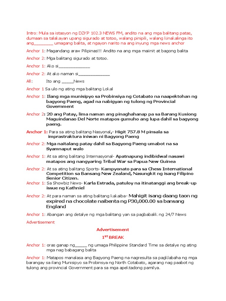Script For Straight News byVJ Roma | PDF