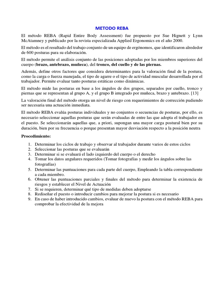 Aplicacion Metodo Reba Pdf Rodilla