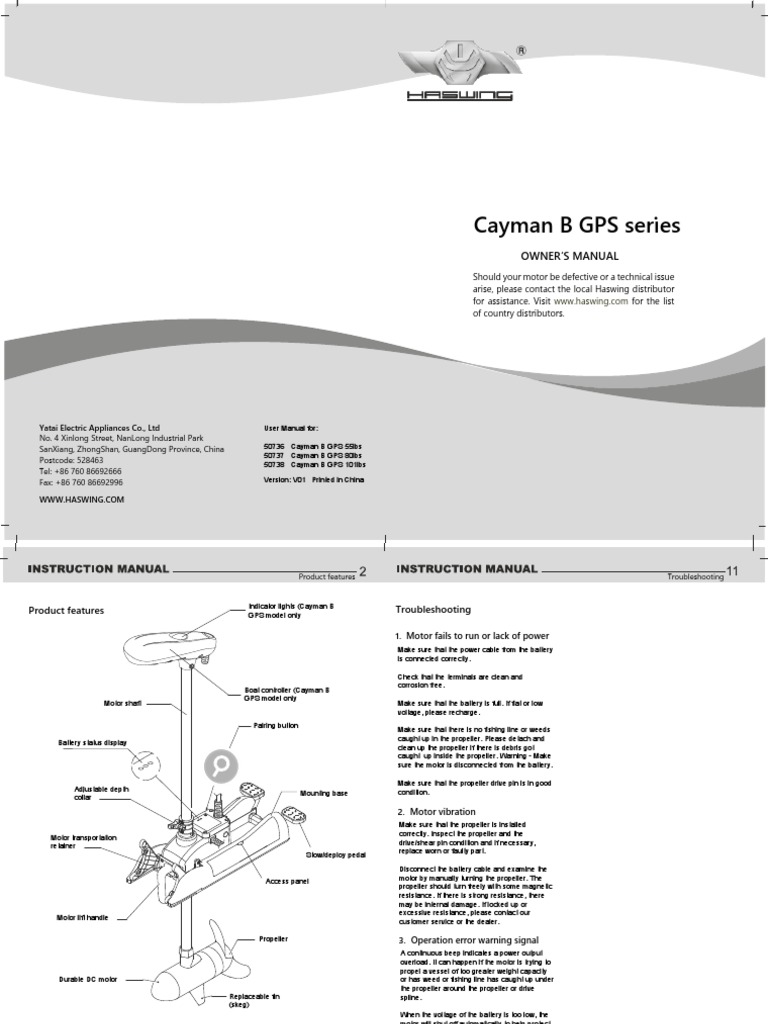 Haswing Cayman Gen1.5 Installation Manual | PDF | Propeller | Electric Motor