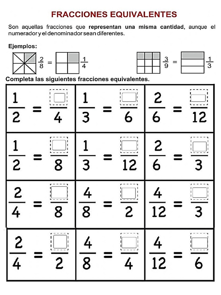 Equivalencia de Fracciones | PDF