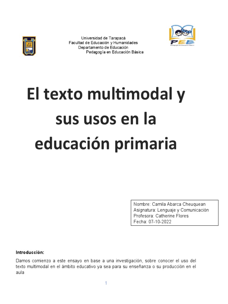 El Texto Multimodal y Sus Usos en La Educación Primaria | PDF | Método ...