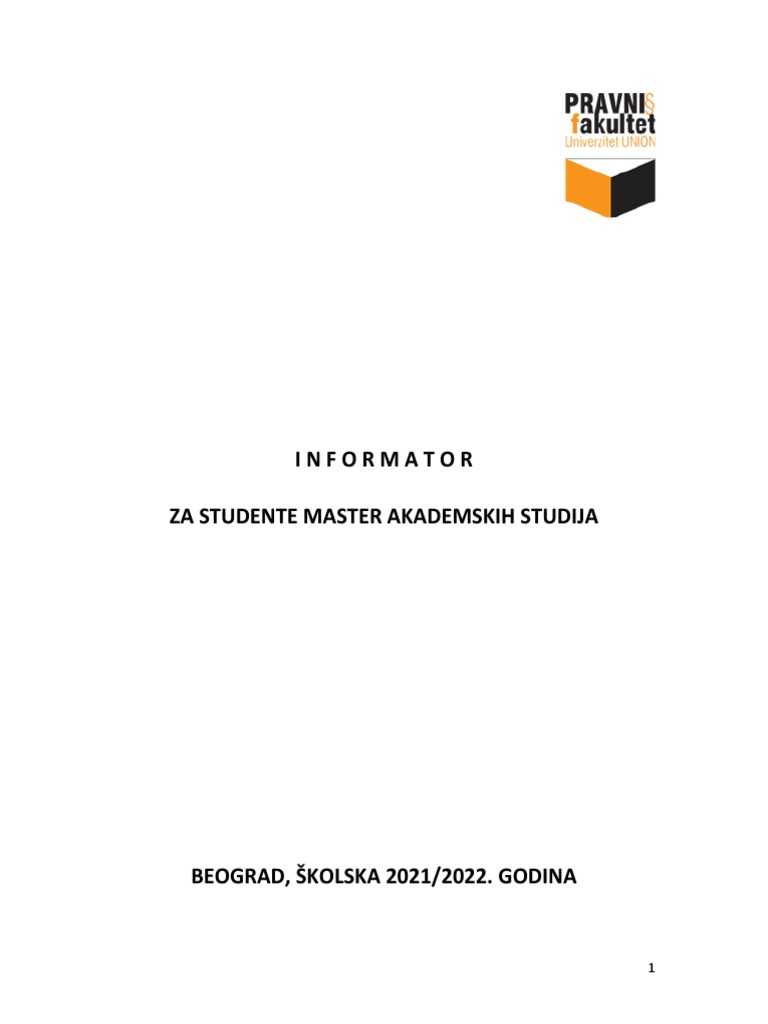 Informator Za Master Studije 2021fin | PDF