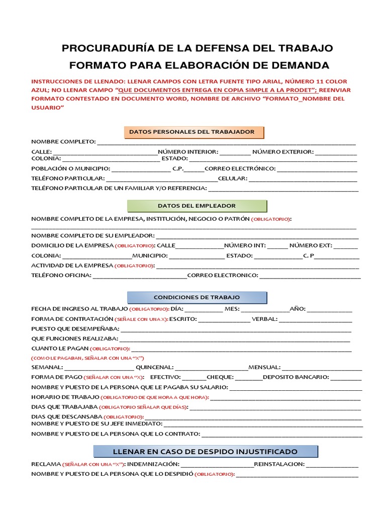 Formato de Demanda Laboral | PDF