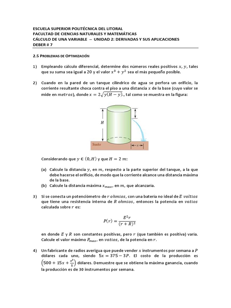 2022 II PAO CUV Deber 7 | PDF | Derivado | Calculo diferencial
