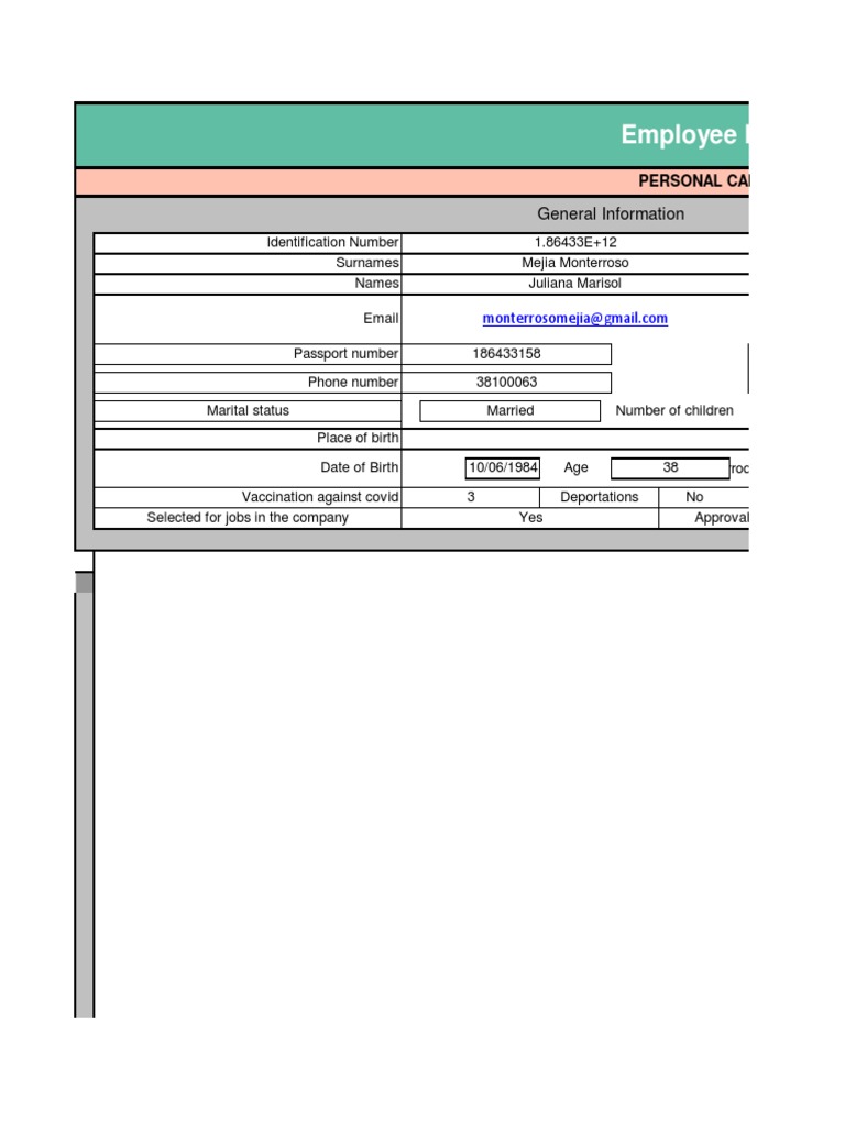 Plantilla de Ficha de Empleado | PDF