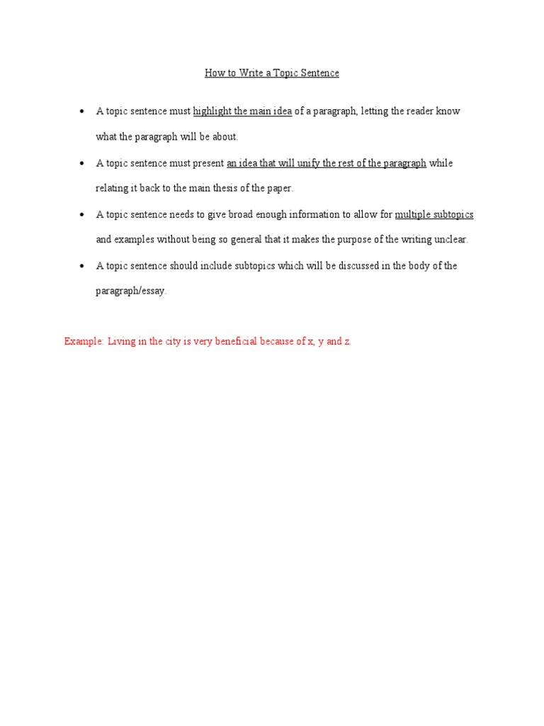 How To Write A Topic Sentence | PDF