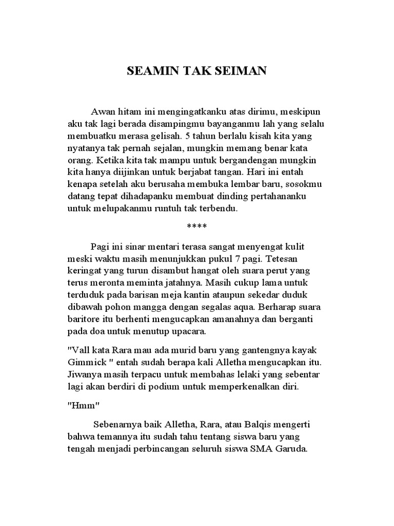 Seamin Tapi Tak Seiman: Kisah Cinta Terhalang | PDF