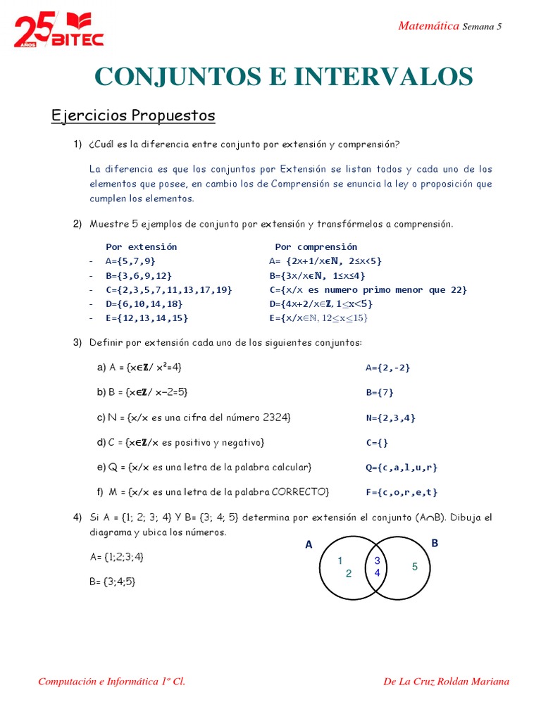 Ejercicios de Conjuntos para Tercero | PDF | Matemáticas
