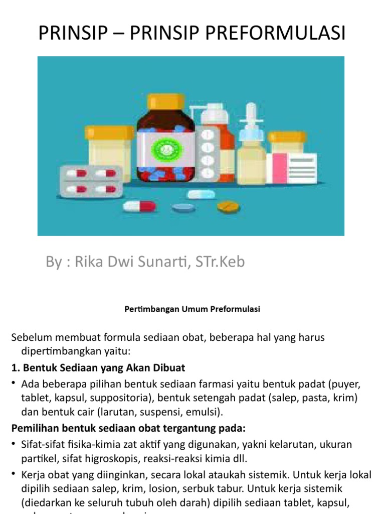 Pertemuan Iv Prinsip - Prinsip Preformulasi | PDF