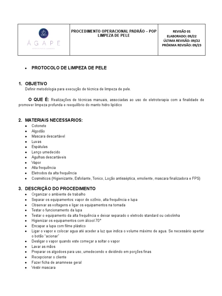 POP - Limpeza de Pele | PDF