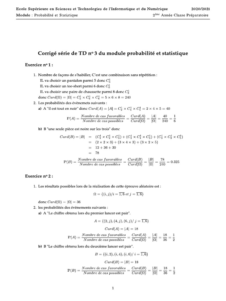 TD 03 Correction | PDF