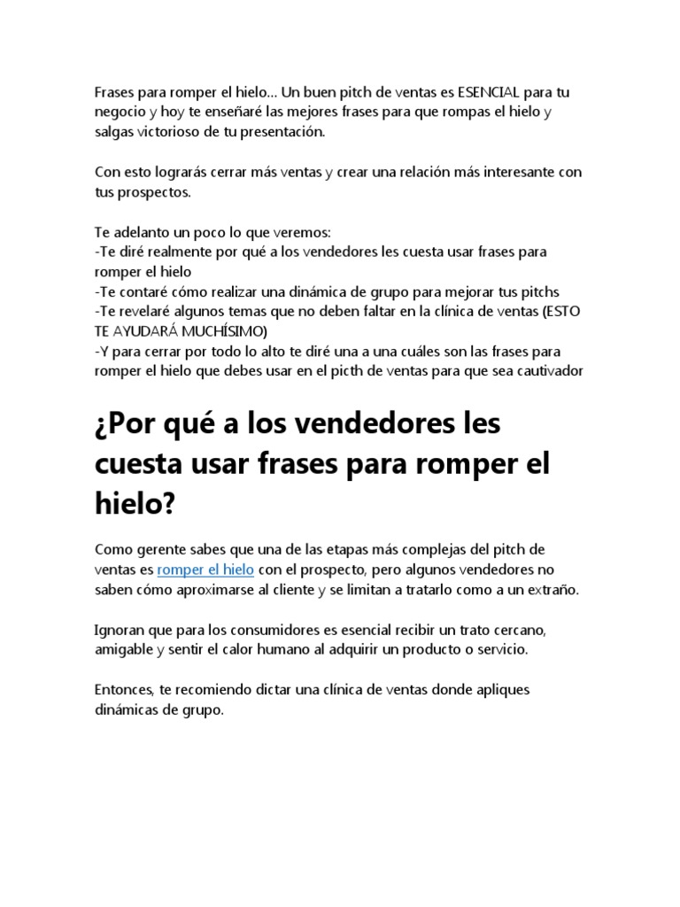Frases para Romper El Hielo | PDF