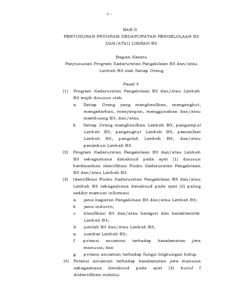 Penyusunan Program Kedaruratan Pengelolaan B3 Dan Atau LB3 | PDF