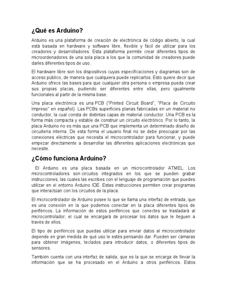 Qué Es Arduino | PDF | Arduino | Placa de circuito impreso