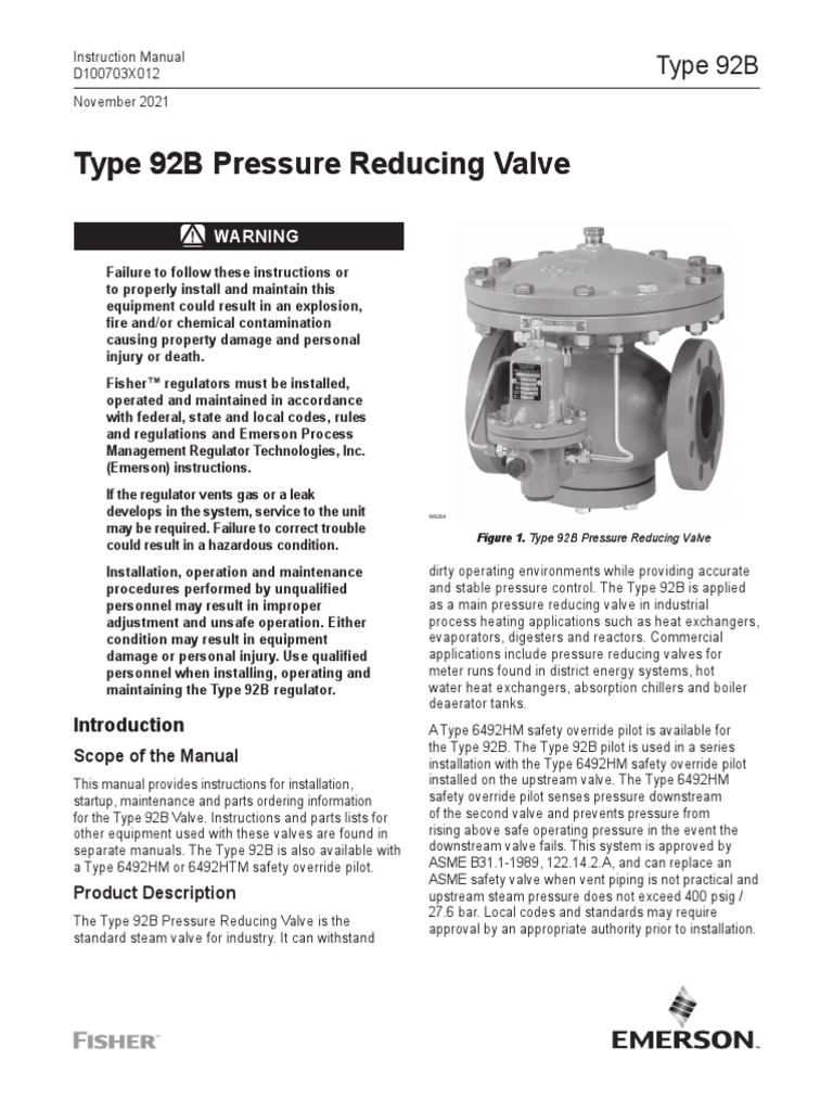 Manuals 92b Pressure Reducing Valve Instruction Manual Fisher en en ...
