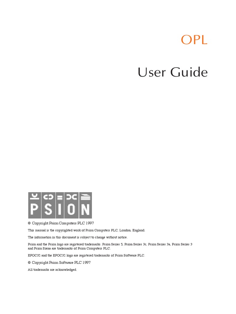 OPL User Guide | PDF | Computer File | Variable (Computer Science)