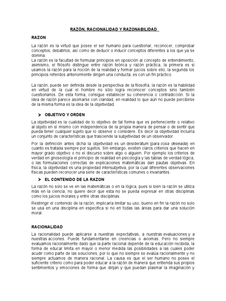 Resumen de Razon | PDF | Objetividad (filosofía) | Razón