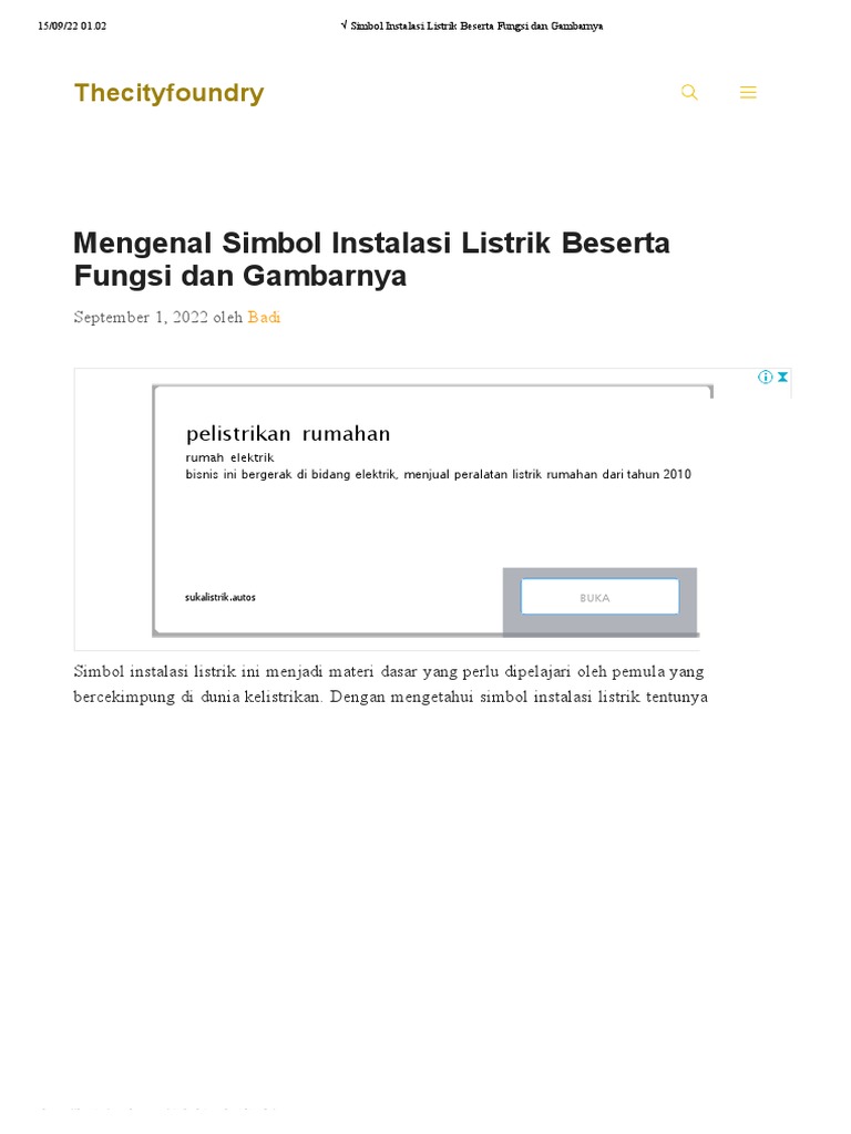 Simbol Instalasi Listrik Beserta Fungsi Dan Gambarnya | PDF