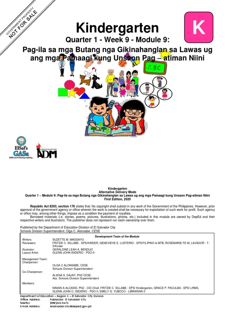 KIndergarte Q1 Mod 9 W9 Pag-Ila Sa Mga Butang Nga Gikinahanglan Sa ...