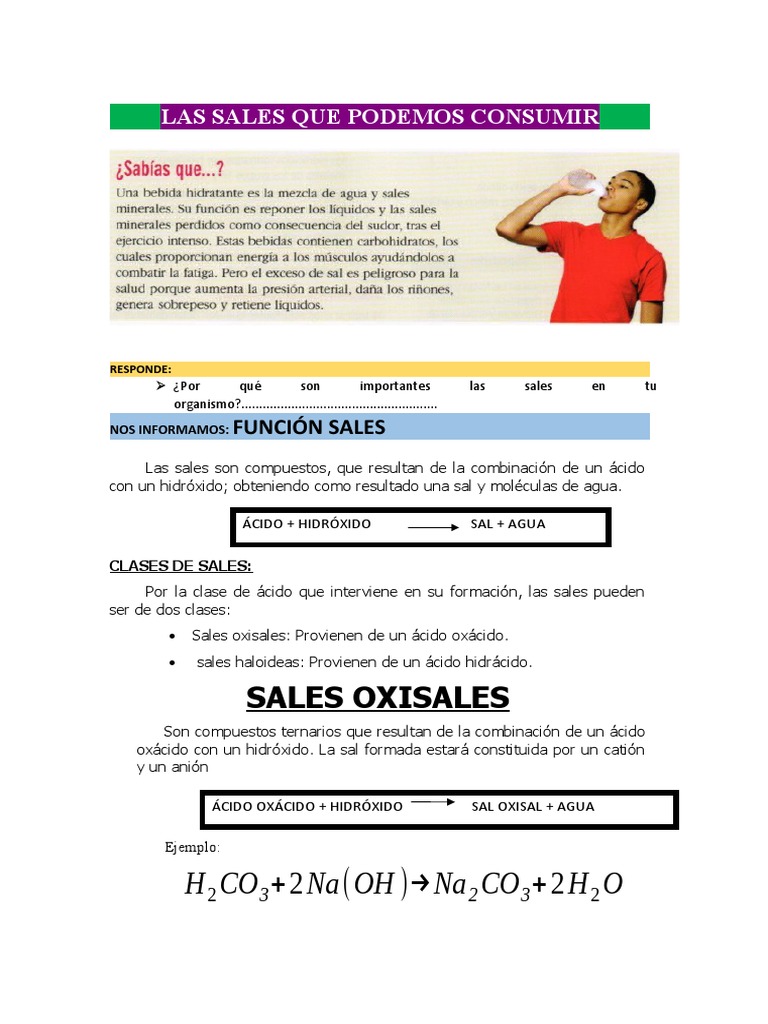 Tipos y Nomenclatura de Sales Oxisales | PDF | Sal (química) | Hidróxido