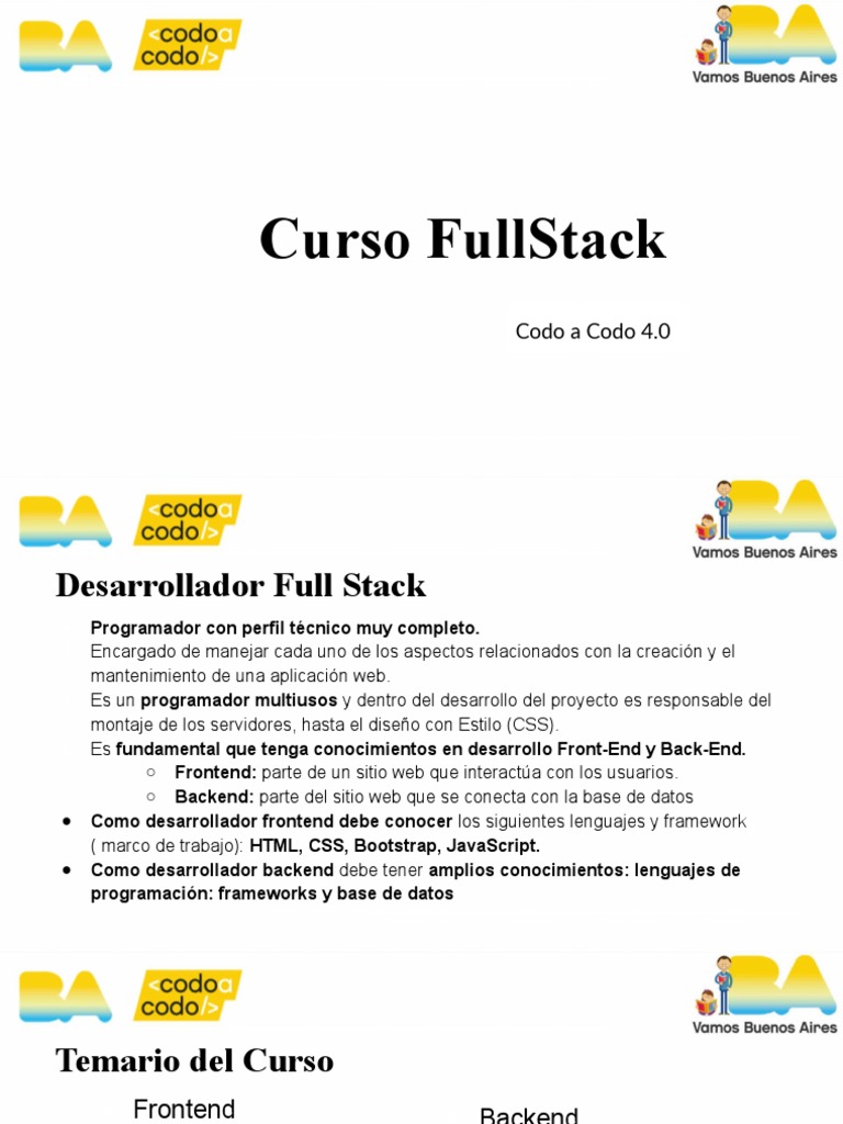 Clase 1 Presentación Curso Fullstack Y Aplicaciones Web Pdf Red Mundial Internet Y Web