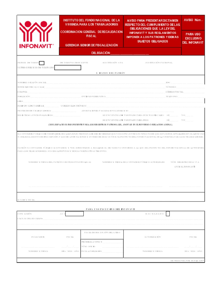 Aviso de Presentación de Dictamen Infonavit | PDF | Contador