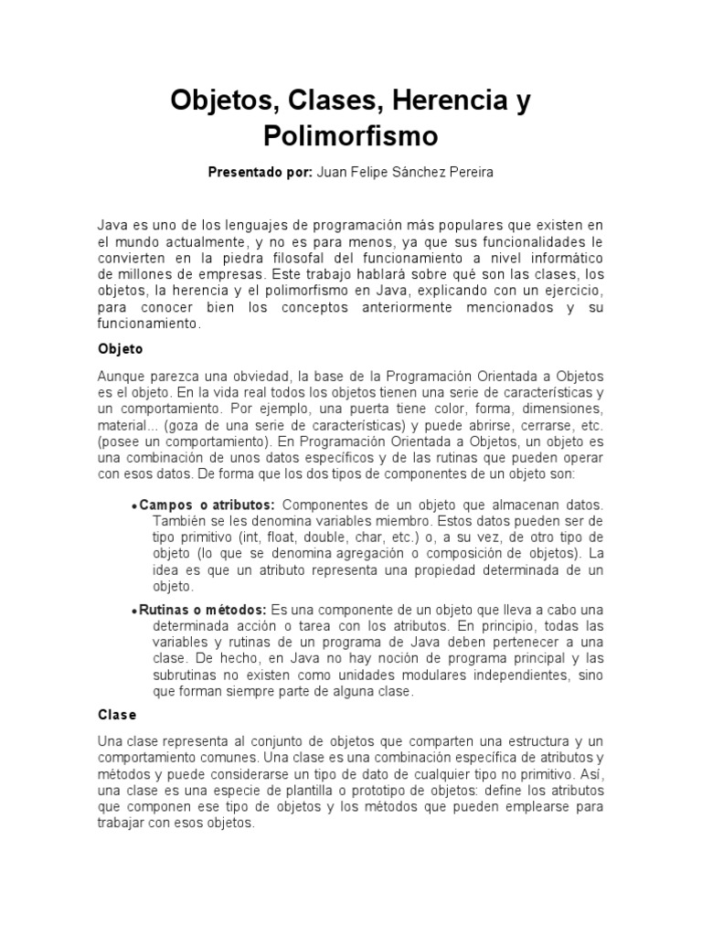 Clases Y Objetos Pdf Objeto Informática Herencia Programación Orientada A Objetos