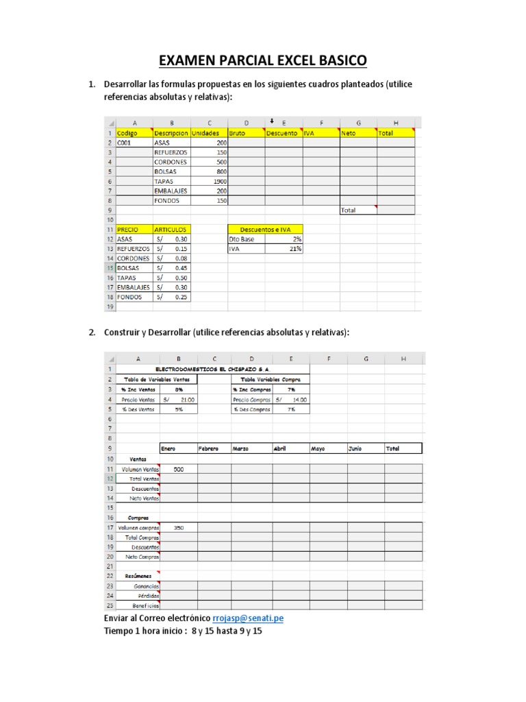 Examen Parcial Excel Basico | PDF