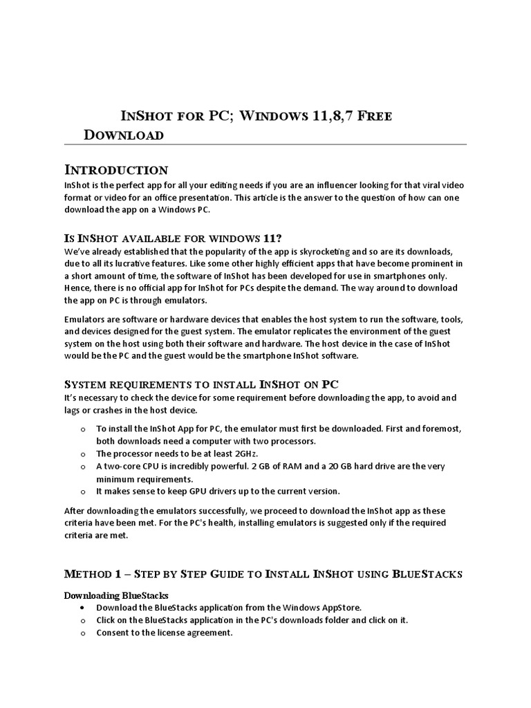 InShot for PC: Download Guide for Windows 11 | PDF | Google Play ...