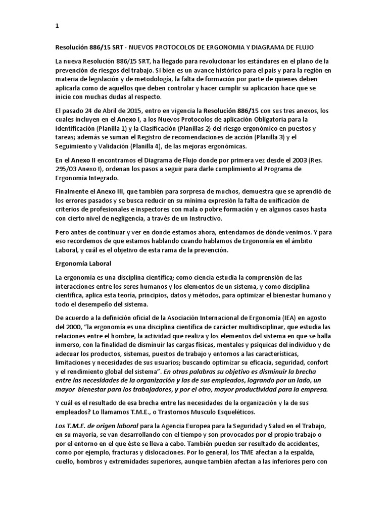 Resolución 886 | PDF | Factores humanos y ergonomía | Seguridad y salud ...