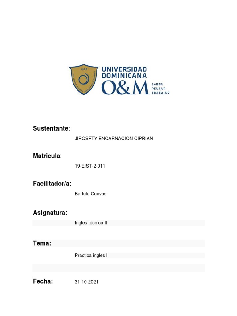 Practica Ingles I | PDF