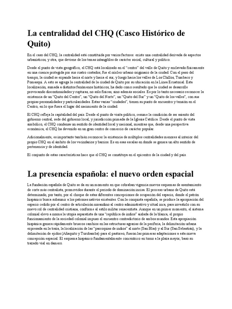La Centralidad Del CHQ | PDF | Turismo | Ecuador