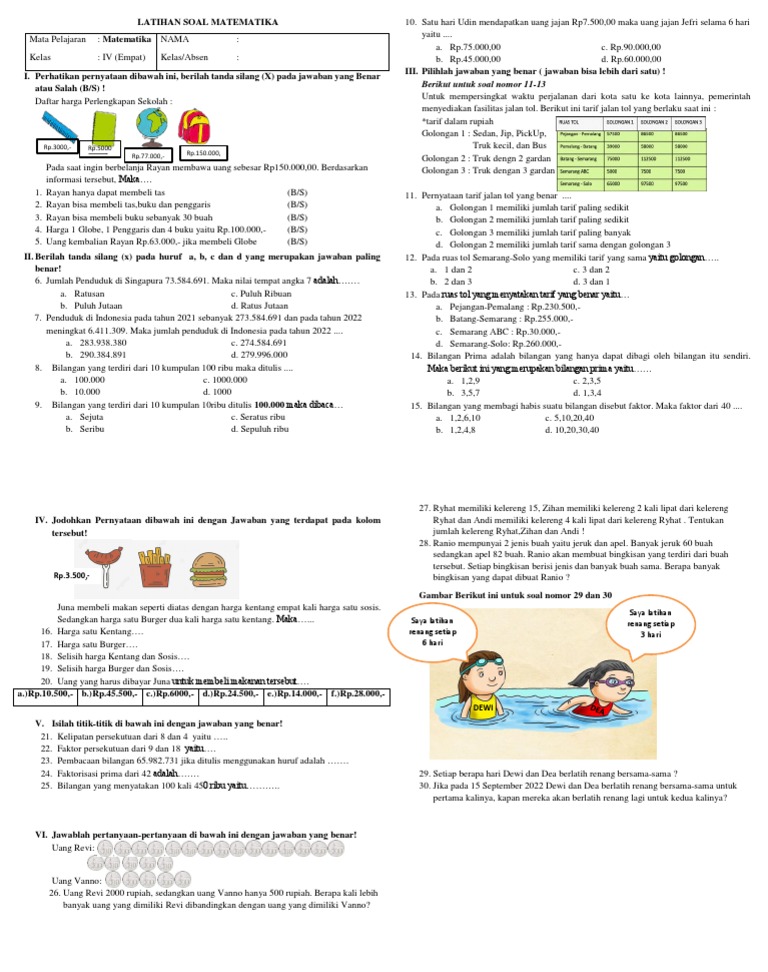 Latihan Soal Matematika Kurmer | PDF