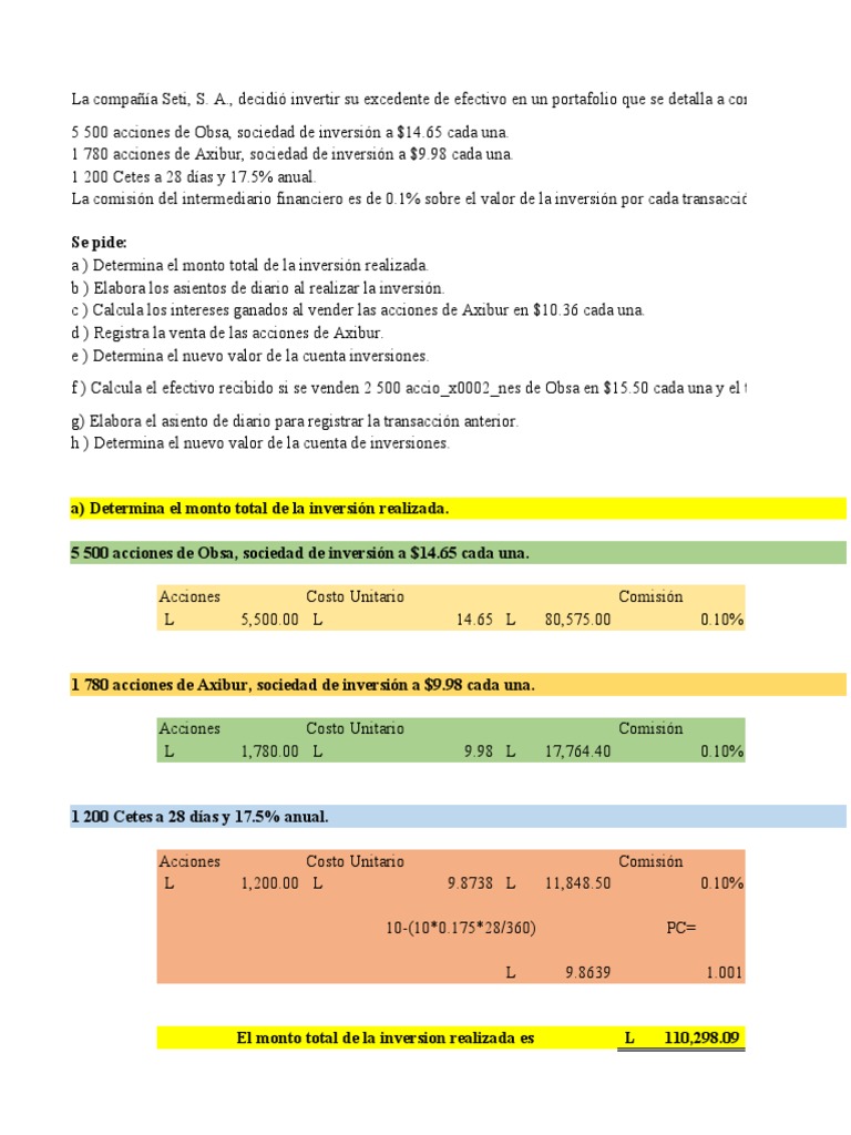 Ejercicios Grupales | PDF | Compartir (Finanzas) | Empresa de inversiones