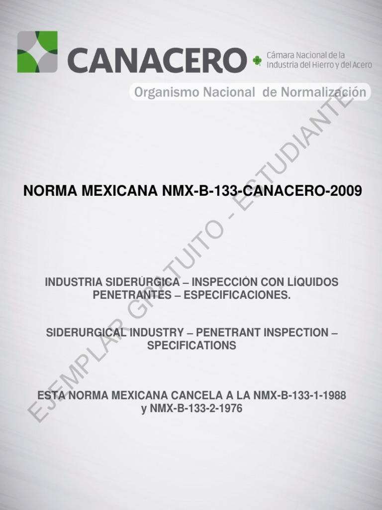 NMX B 133 Canacero 2009 | PDF | Ultravioleta | Agua