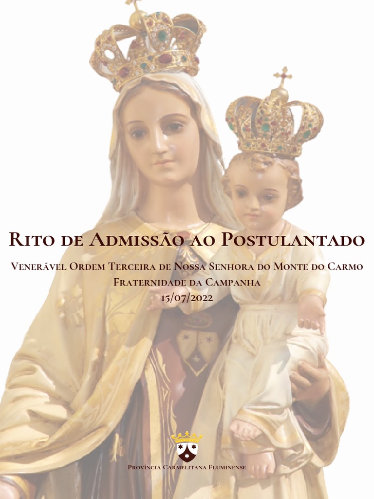 Rito de Admissão Ao Postulantado - Ordem Do Carmelo | PDF | Maria, mãe ...