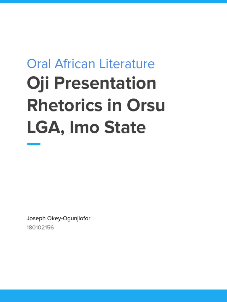 Oji Presentation Rhetorics in Orsu LGA, Imo State | PDF | Rhetoric | Igbo People