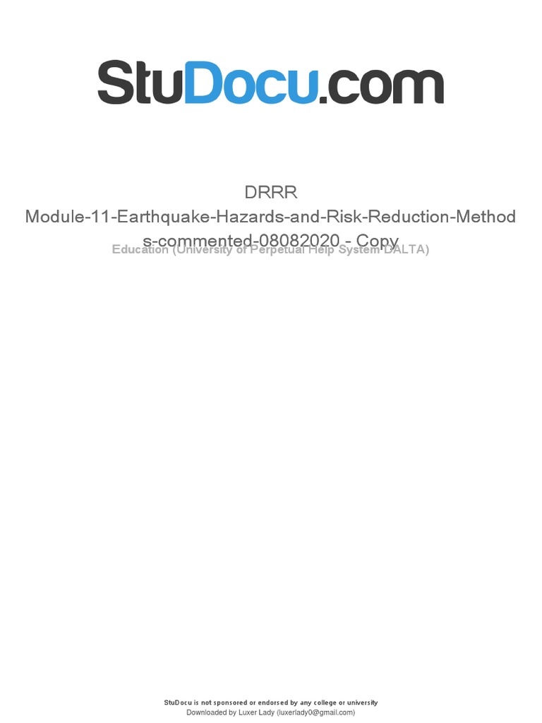 DRRR Module 11 Earthquake Hazards and Risk Reduction Methods Commented ...