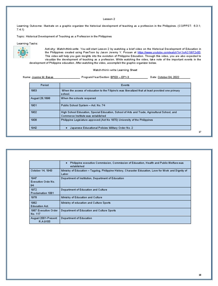 Activity Lesson 2 Watch-Think-Write | PDF | Government | Philippines
